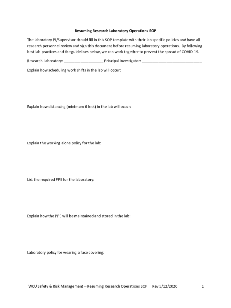 Fillable Online SOP template & guidance - Stanford EHS Fax Email Print - pdfFiller