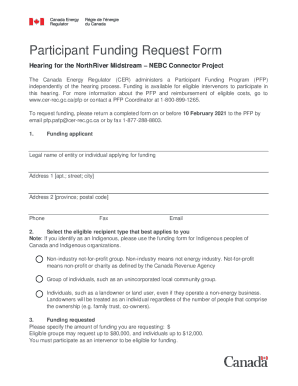 Fillable Online Participant Funding Request Form - Hearing for the ...