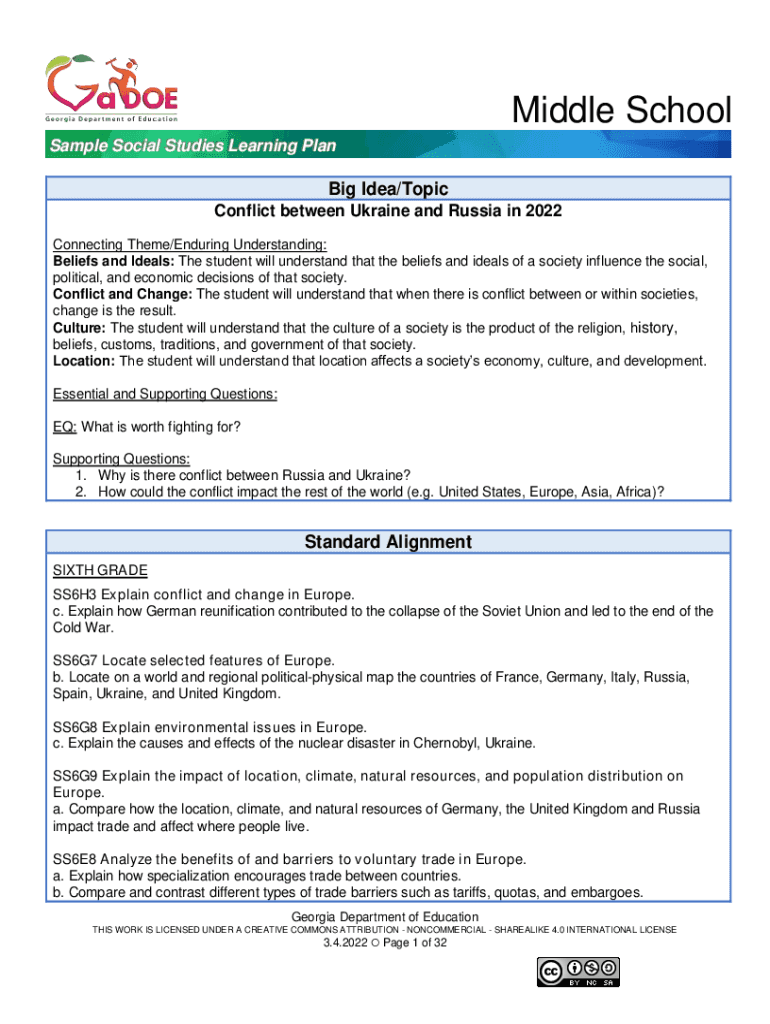 Fillable Online Middle School - gadoe - Georgia Department of Education ...