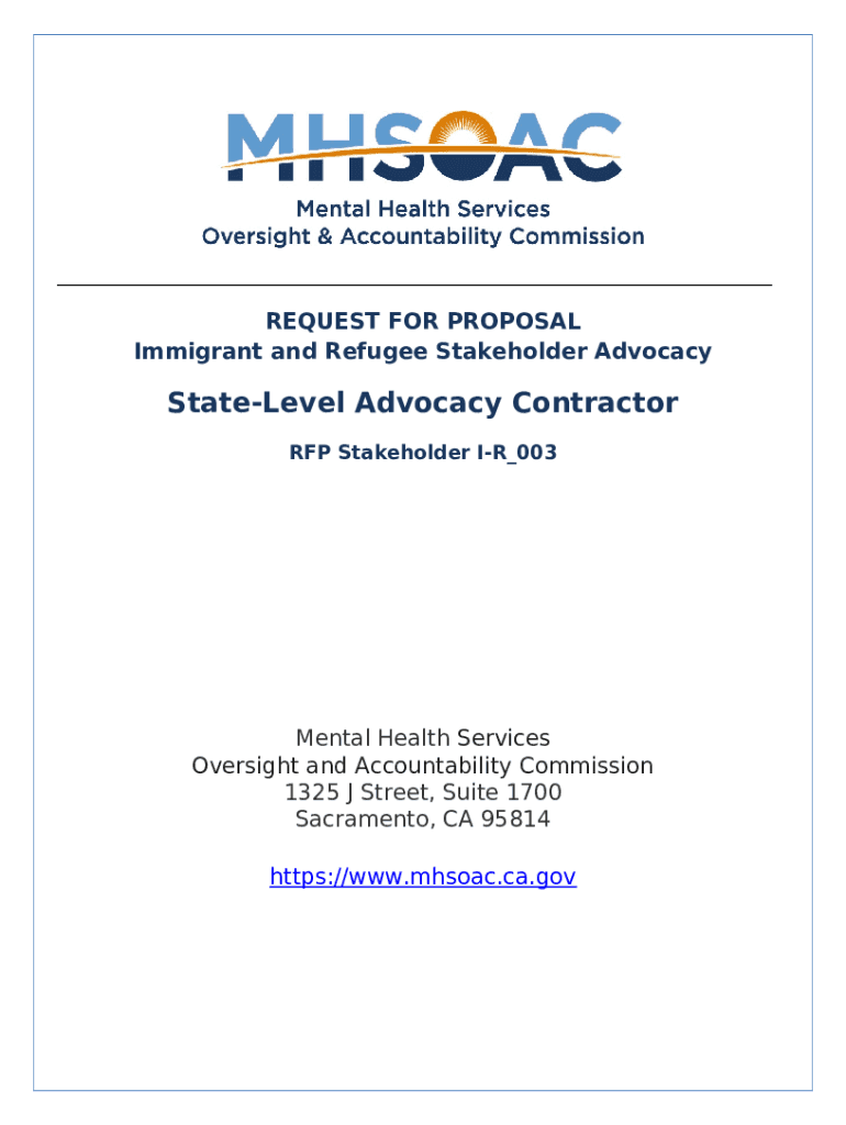 Notice of Intent to Award - Immigrant and Refugee RFP 002 - mhsoac ca ...