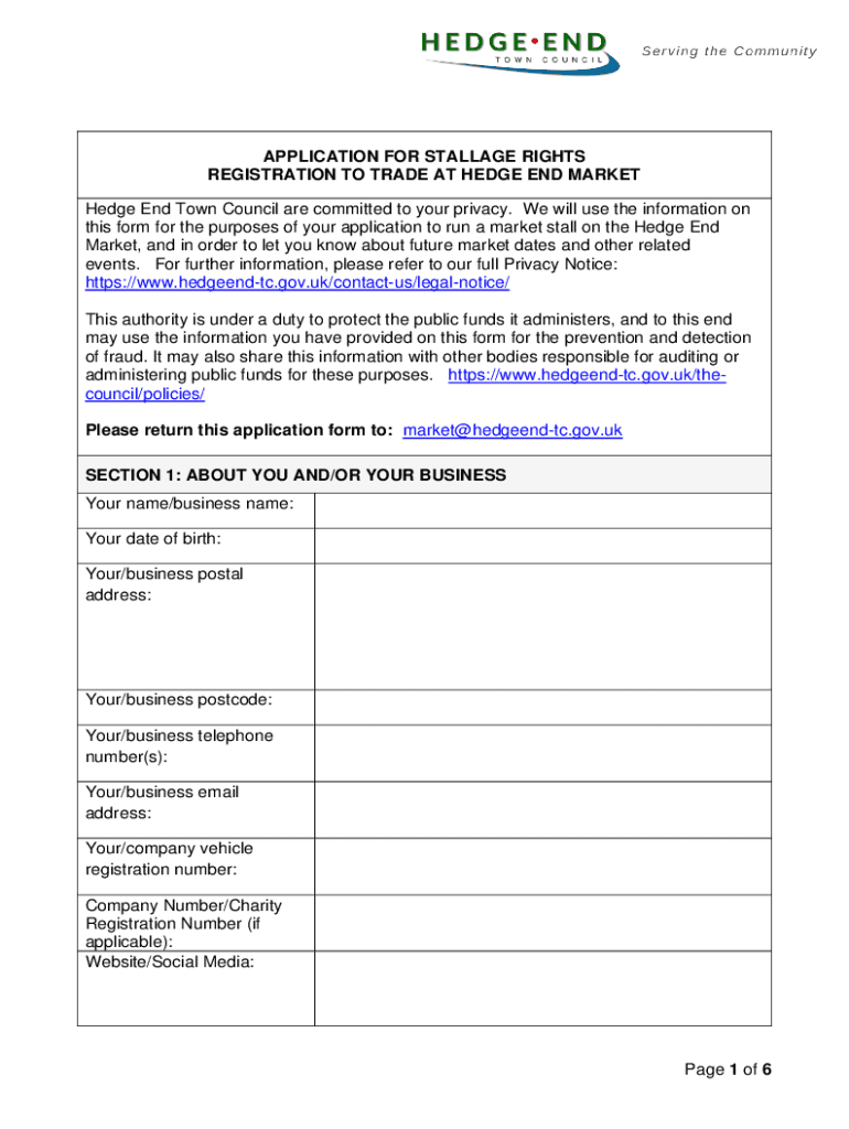 Fillable Online Serving the Community of Hedge End - Market Fax Email Print - pdfFiller