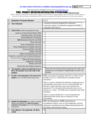 Fillable Online PINS: PROJECT INITIATION NOTIFICATION SYSTEM FORM ...