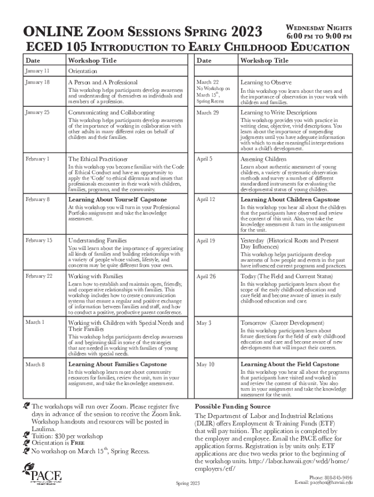 Fillable Online ECED 170 Introduction to Working with Infants and Toddlers Fax Email Print ...