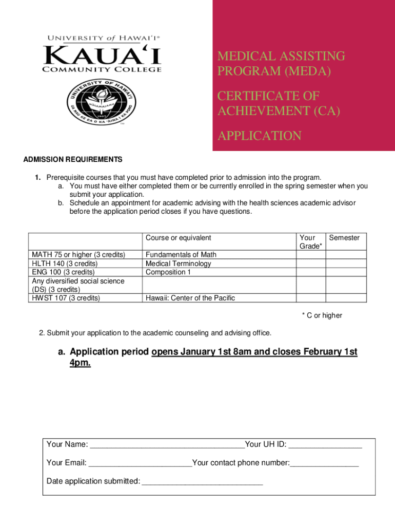 Fillable Online MEDA Fall 2020 Application Form. MEDA Program Fax Email ...