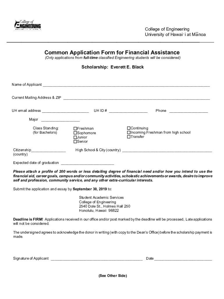 Fillable Online Common Application Form for Financial Assistance Fax Email Print - pdfFiller