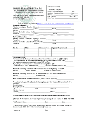 Fillable Online Animal procurement & transfer forms - University of ...