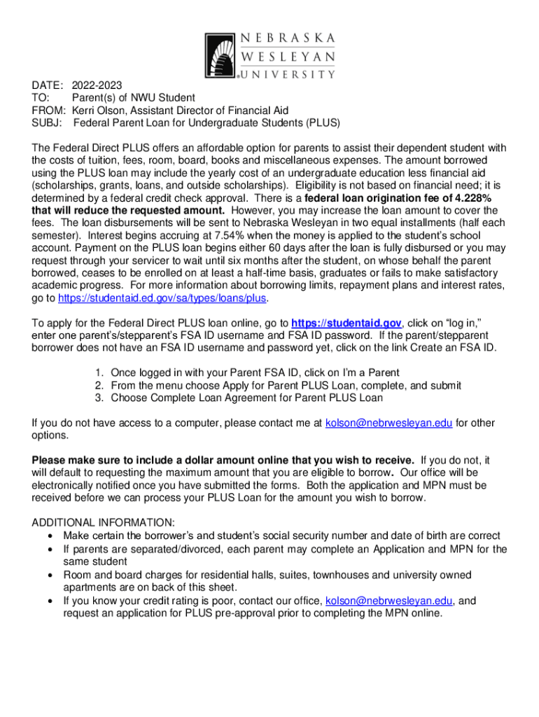Fillable Online 2022-2023 TO: Parent(s) of NWU Student FROM: Kerri ...