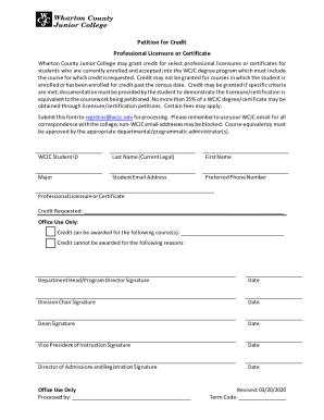 Fillable Online Petition for Credit Professional Licensure or Certificate Fax Email Print ...
