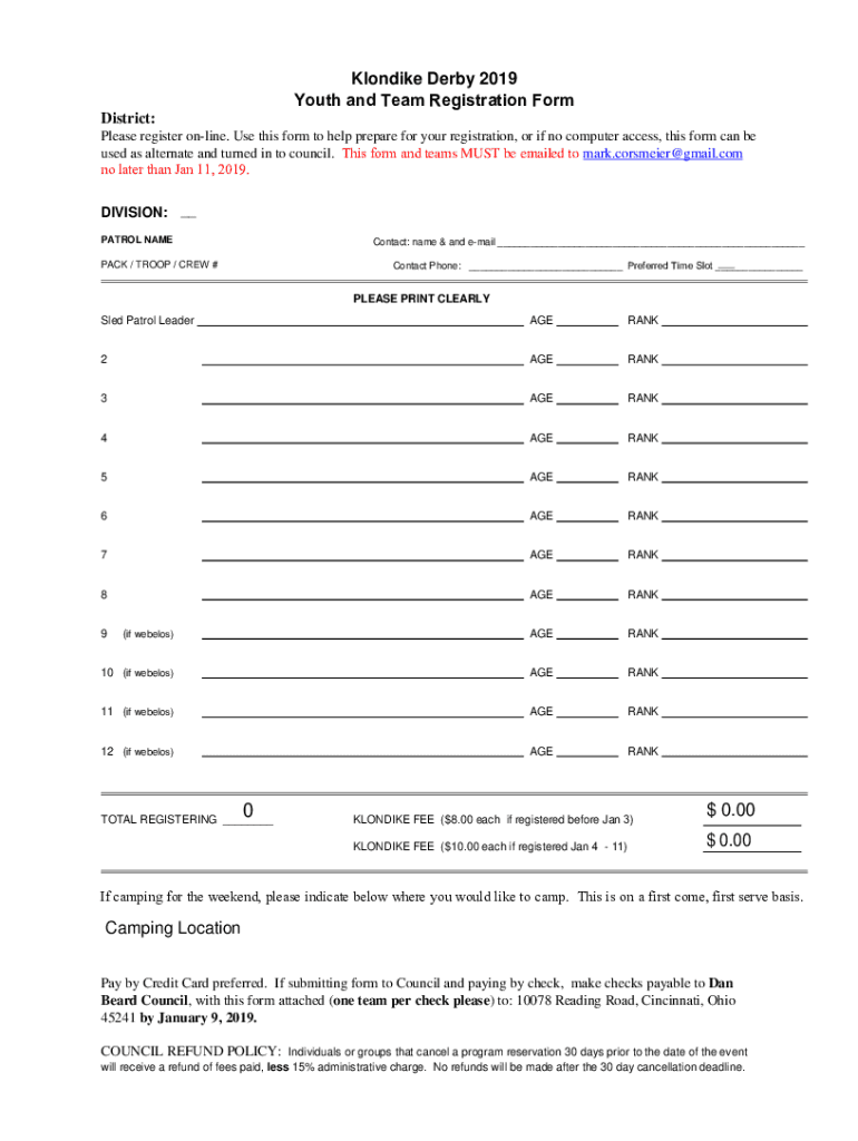 Fillable Online storage danbeard Staff Registration Form - Scouting ...