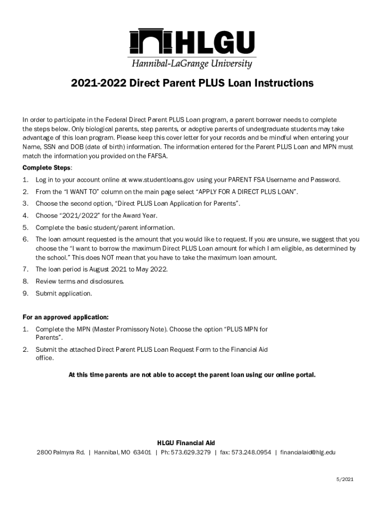 Fillable Online Direct PLUS Loan Basics for Parents - Federal Student Aid Fax Email Print ...