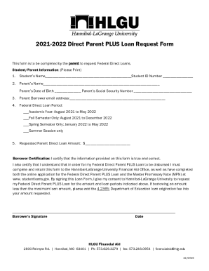 Fillable Online 2021-2022 Direct Parent PLUS Loan Request Form Fax ...