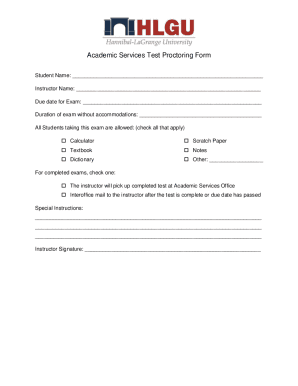 Fillable Online Exam Proctoring Authorization Form - UNC Pembroke Fax Email Print - pdfFiller