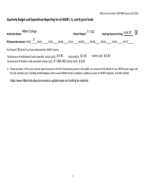 Fillable Online Quarterly Budget and Expenditure Reporting for HEERF III July ... Fax Email ...