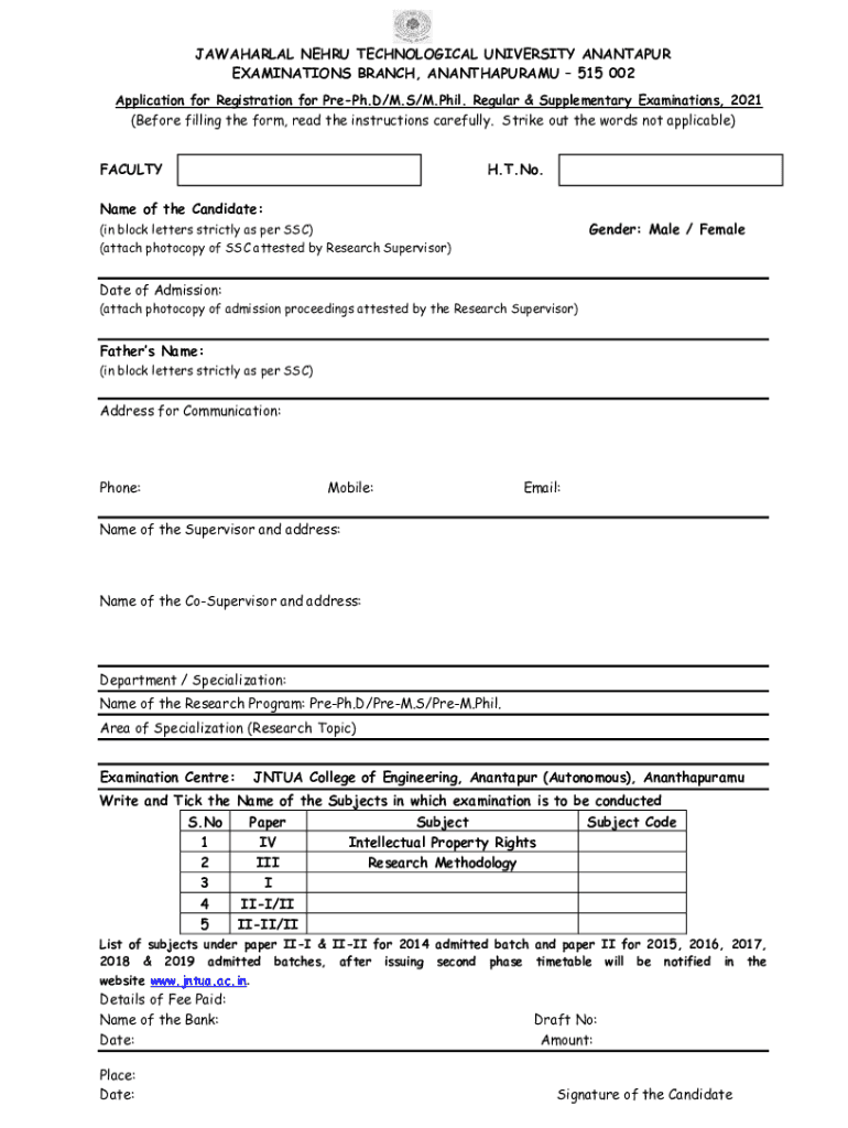 Fillable Online JNTUA : X Convocation Notification - Instructions/Application ... Fax Email ...