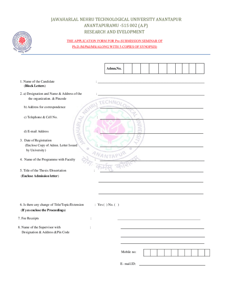 Fillable Online 515 002 (A.P) APPLICATION FORM FOR Pr Fax Email Print ...