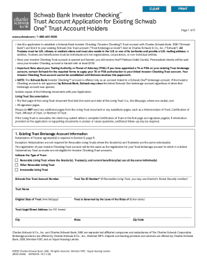Fillable Online Schwab Bank Investor Checking Trust Account Application ...