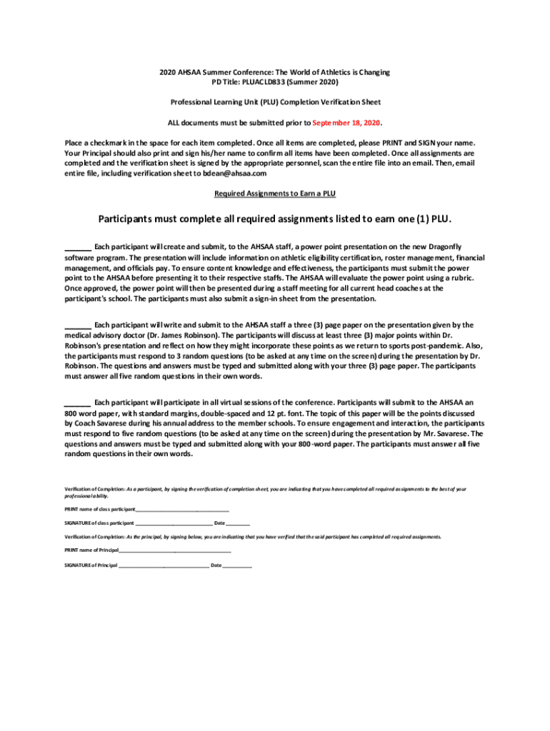 Fillable Online Participants must complete all required assignments ...