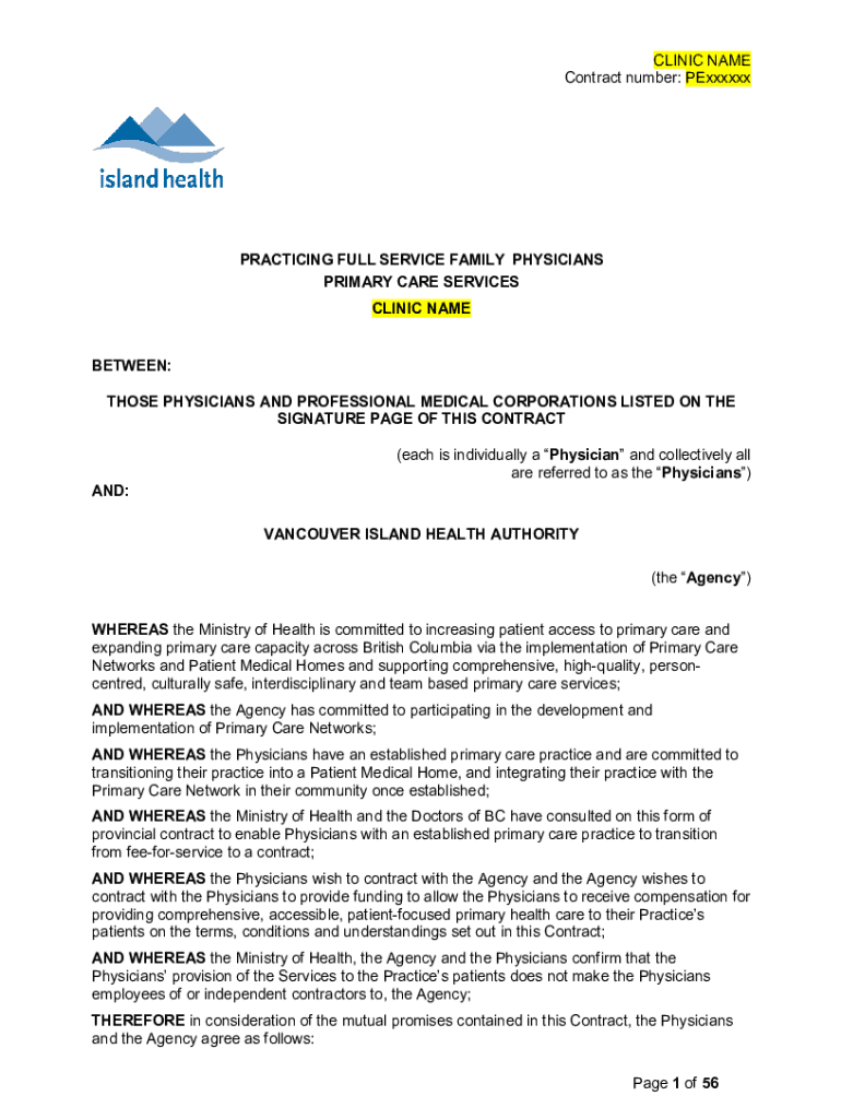 Fillable Online Group Contract for Practicing Full Service Family Physicians Fax Email Print ...