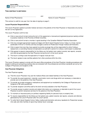 Fillable Online hedule a locum contract template - Practice in BC Fax ...