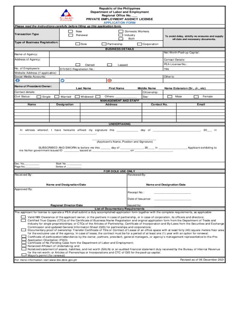 Fillable Online APPLICATION FORM - Dole - Region IV-A CALABARZON Fax Email Print - pdfFiller