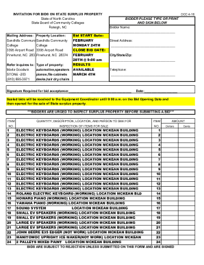 Fillable Online Bids on State surplus Property - Sandhills Community ...