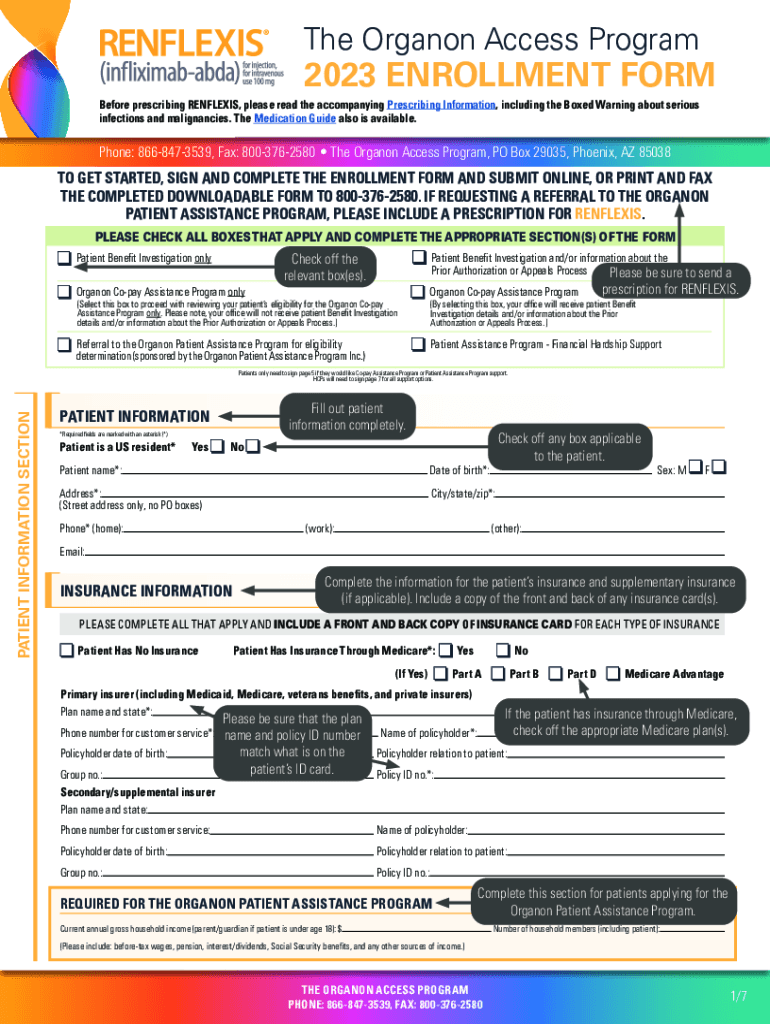 Fillable Online The Organon Access Program - 2023 ENROLLMENT FORM Fax ...