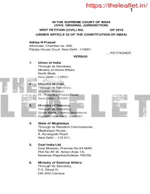 Fillable Online in the supreme court of india civil original ...