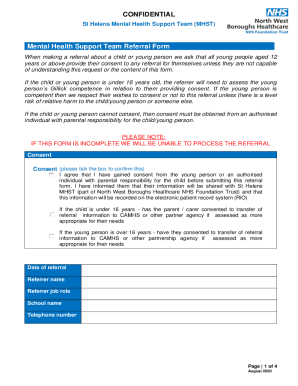 Fillable Online Mental Health Support Team Referral Form - Mayden Fax ...