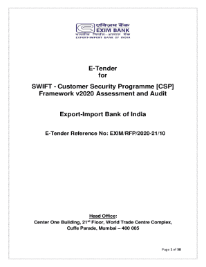 Fillable Online E-Tender for SWIFT - Customer Security Programme CSP ...