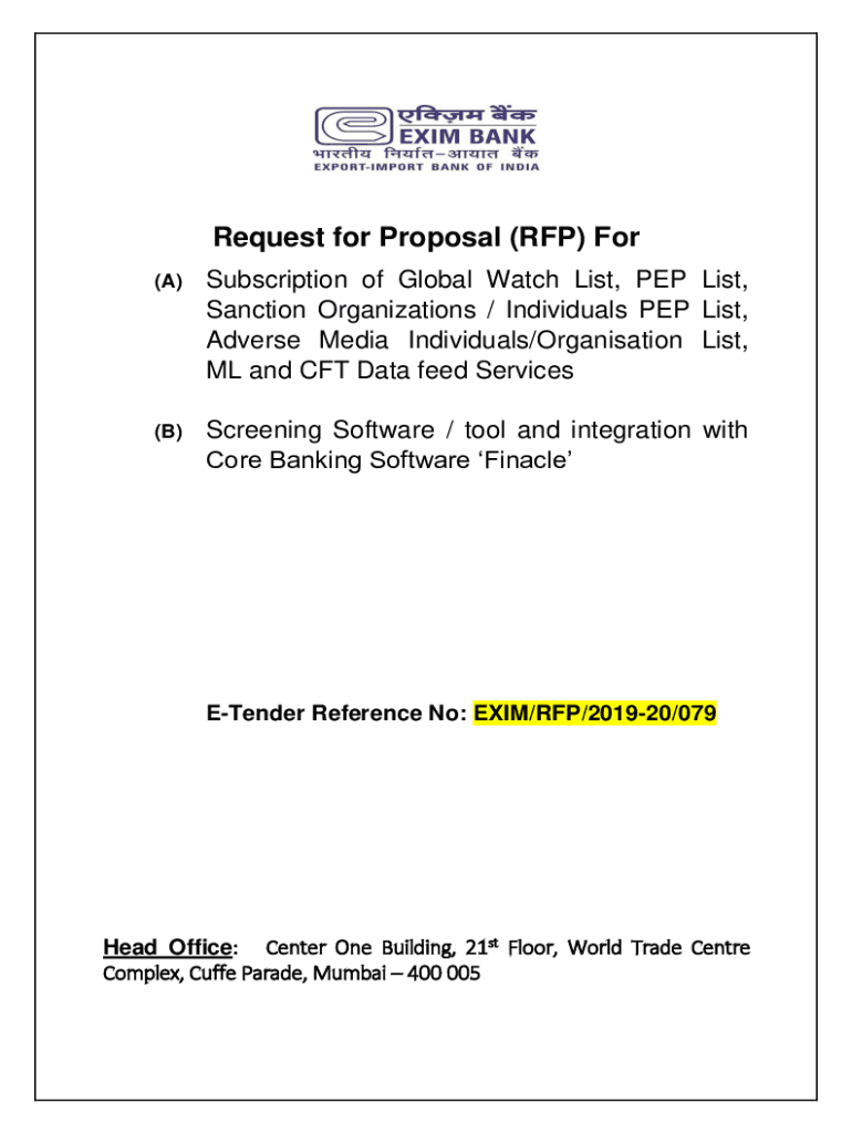 Fillable Online Request for Proposal (RFP) For - Exim Bank Fax Email ...
