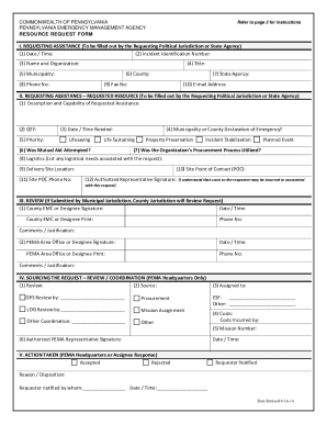 Fillable Online Mission Request - PEMA - PA.GOV Fax Email Print - pdfFiller