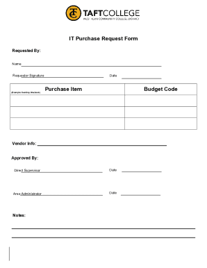 Fillable Online ct-prod-wp taftcollege IT Purchase Request Form - 11-26-12.doc Fax Email Print ...