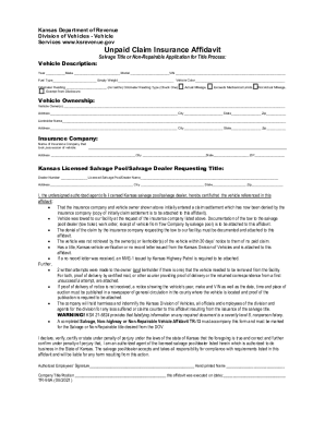 Fillable Online salvage, nonhighway or non-repairable vehicle affidavit ...