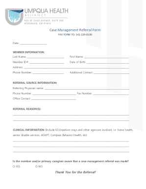 Fillable Online Case Management Referral Form - Home State Health Fax ...