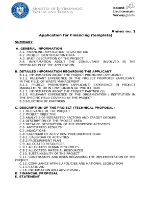 Annex no. 1 Application for Financing (template) - apepaduri gov Doc Template | pdfFiller