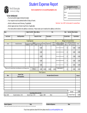 Fillable Online Student Expense Form Fax Email Print - pdfFiller