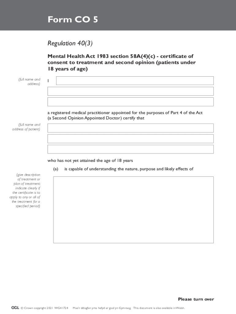 Fillable Online Form T5: Section 58A(4) - certificate of consent to ...