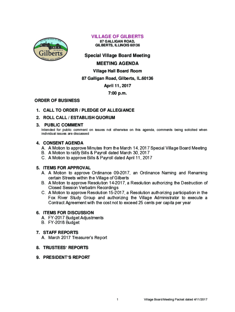 Fillable Online 190 - the Village of Gilberts Fax Email Print - pdfFiller