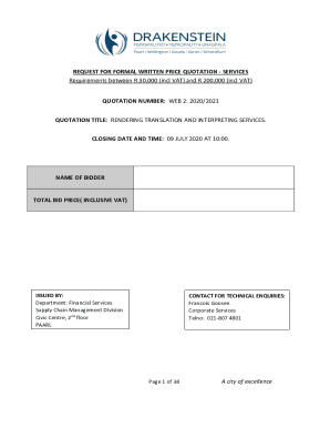 Fillable Online QUOTATION TITLE: RENDERING TRANSLATION AND INTERPRETING ...