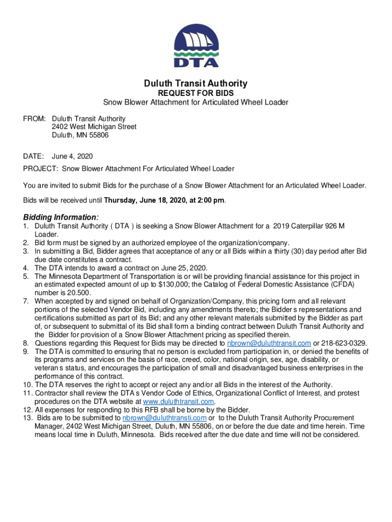 Fillable Online Duluth Transit Authority Request for Bids Operations Center ... Fax Email Print ...