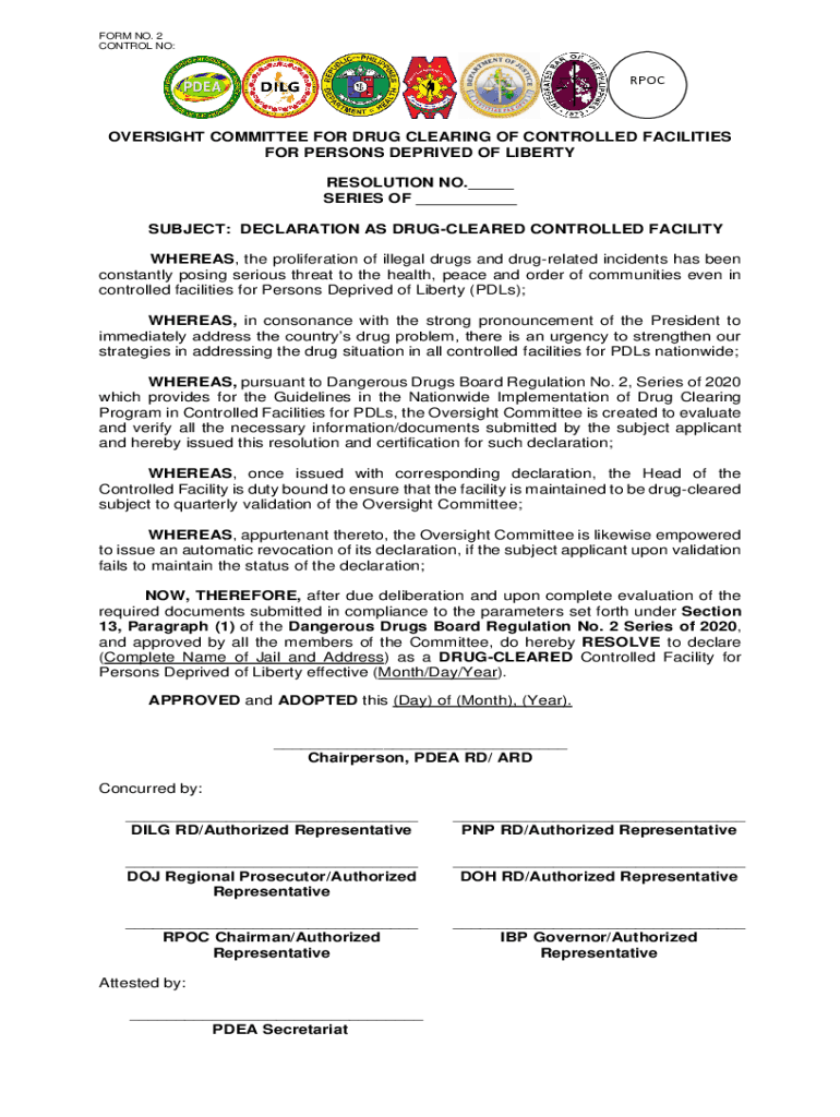 Fillable Online oversight committee for drug clearing of controlled ...