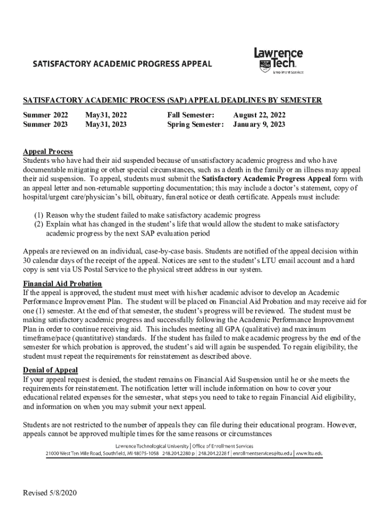 Fillable Online SAP Appeals Form 2022-2023 Fax Email Print - pdfFiller