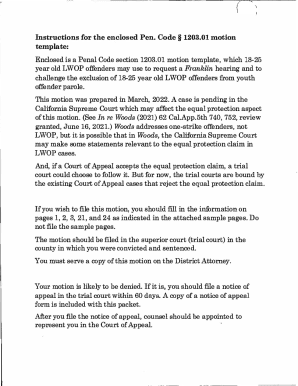 Fillable Online Enclosed is a Penal Code section 1203.01 motion ...