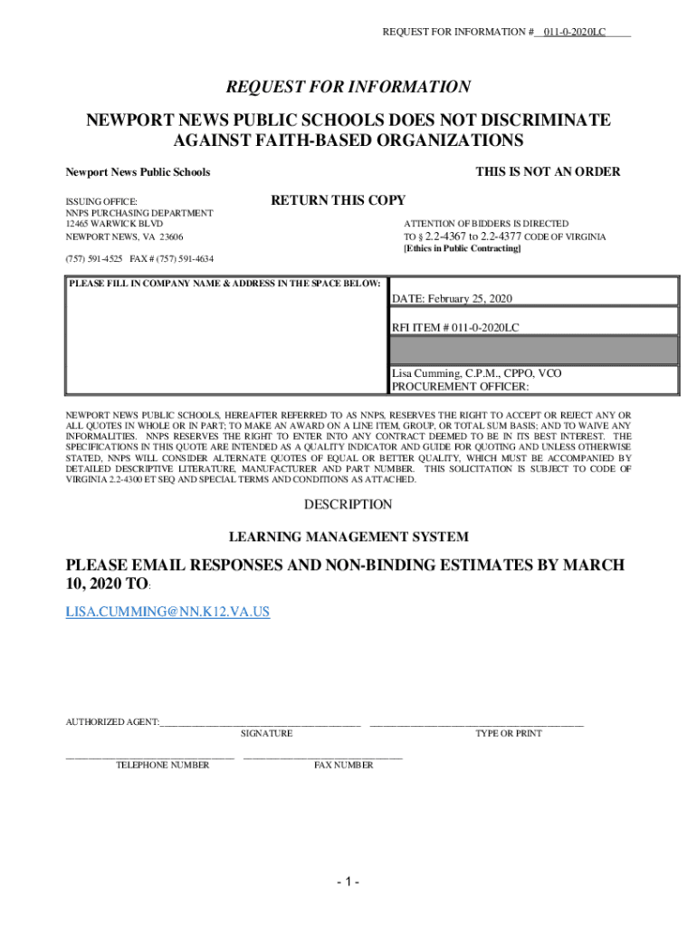 Fillable Online Request for Information (RFI) - Procurement Services ...