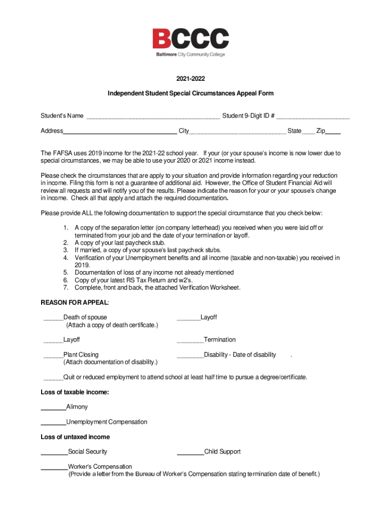 Fillable Online appeal request for modified independent status ...