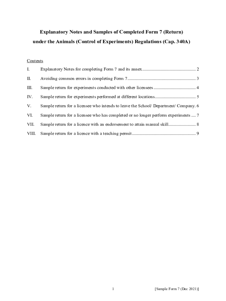 Fillable Online Explanatory Notes and Samples of Completed Form 7 ...