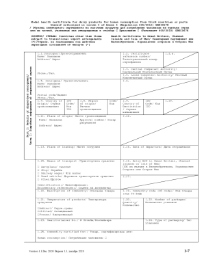 Fillable Online Model health certificate for dairy products for human ...