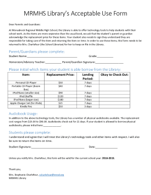 Fillable Online MRMHS Library's Acceptable Use Form Fax Email Print ...