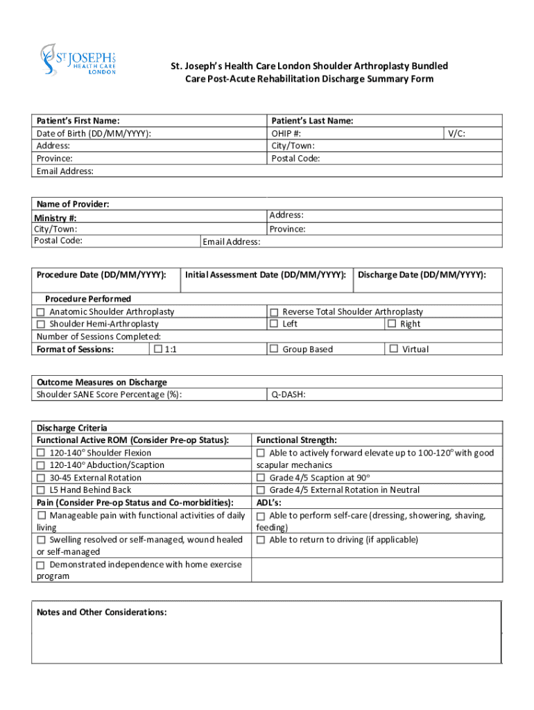 Fillable Online summary-discharge-form.pdf - St. Joseph's Health Care ...