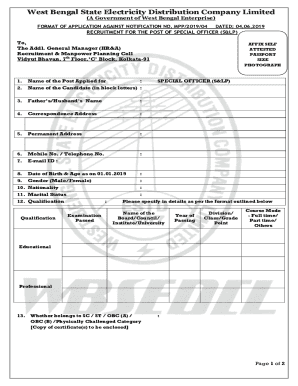 Fillable Online West Bengal State Electricity Distribution Company Ltd ...